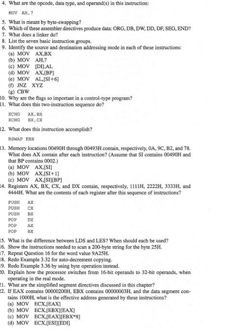 Solved What are the opcode, data type, and operand(s) in | Chegg.com