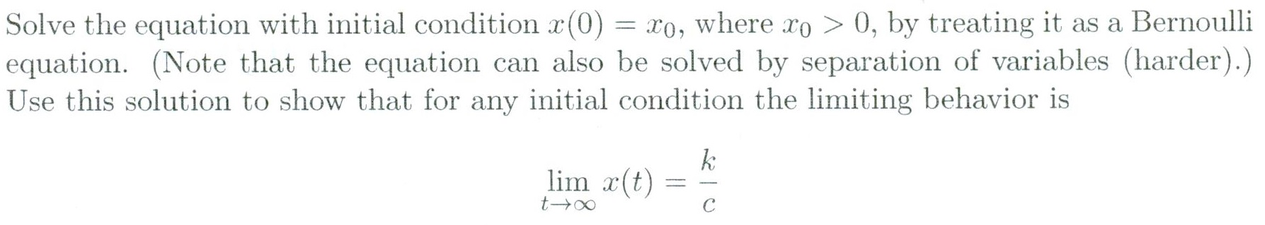 Solve the equation with initial condition x(0) = x0, | Chegg.com