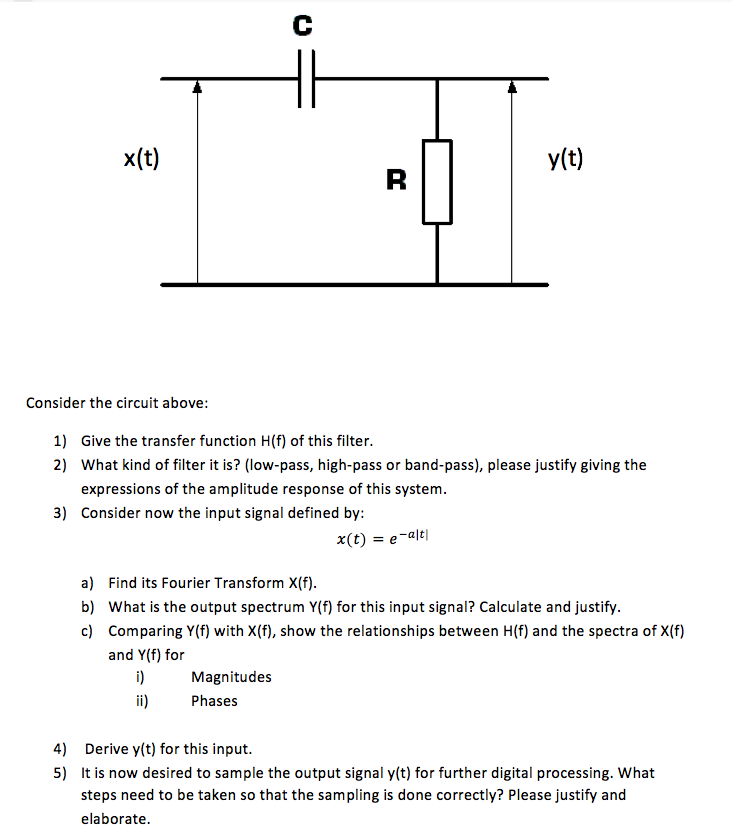 Solved Consider the circuit above: Give the transfer | Chegg.com