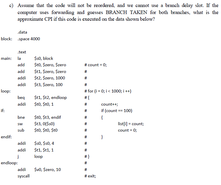 The Mips Code Shown Below Sets Every 100 Word In A