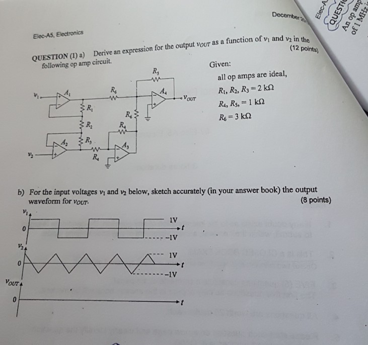 Solved Derive An Expression For The Output Vout As A 