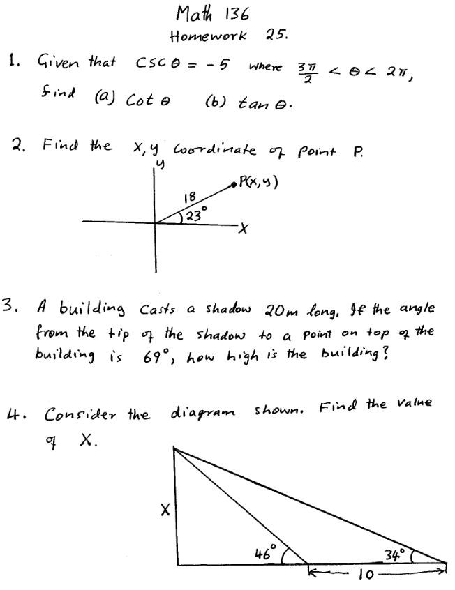 Solved Math 136 Homework 25. Given that CSC ?--5 where 37 | Chegg.com