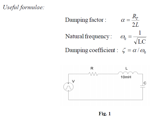 Solved Consider the RLC circuit shown in Fig 1. In the | Chegg.com