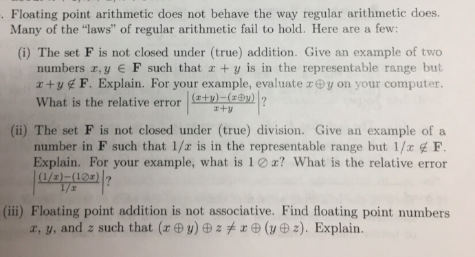 Floating point arithmetic does not behave the way | Chegg.com
