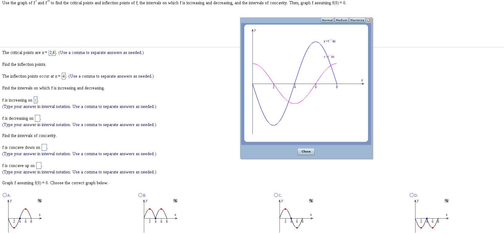 Solved Use the graph of f' and f'' to find the critical | Chegg.com