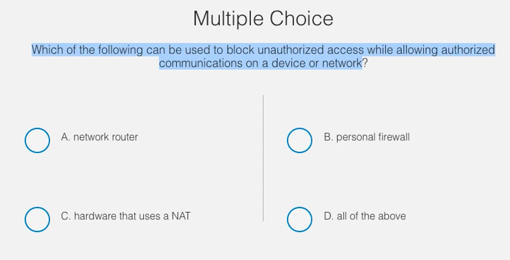 Solved Which of the following can be used to block | Chegg.com