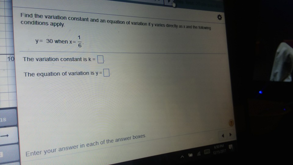 Solved Find The Variation Constant And An Equation Of