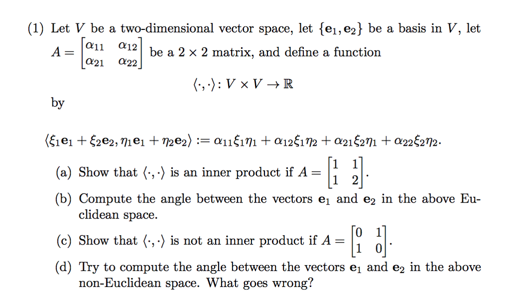 Solved (1) Let V be a two-dimensional vector space, let fe1, | Chegg.com