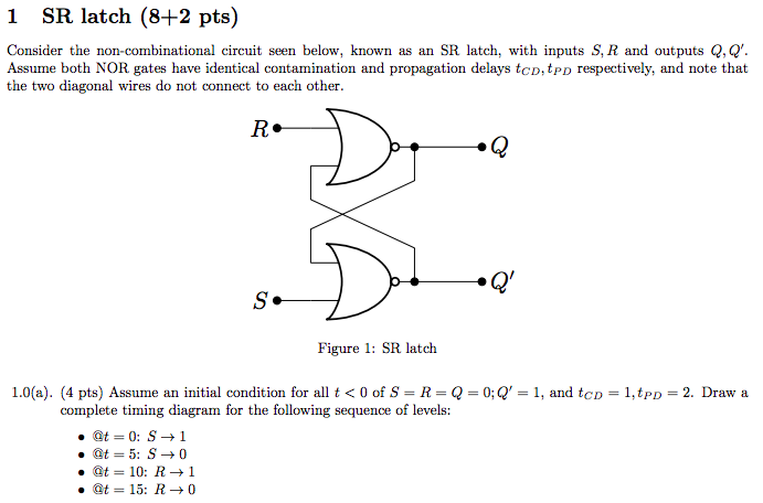 Solved 1 SR latch (8+2 pts) Consider the non-combinational | Chegg.com