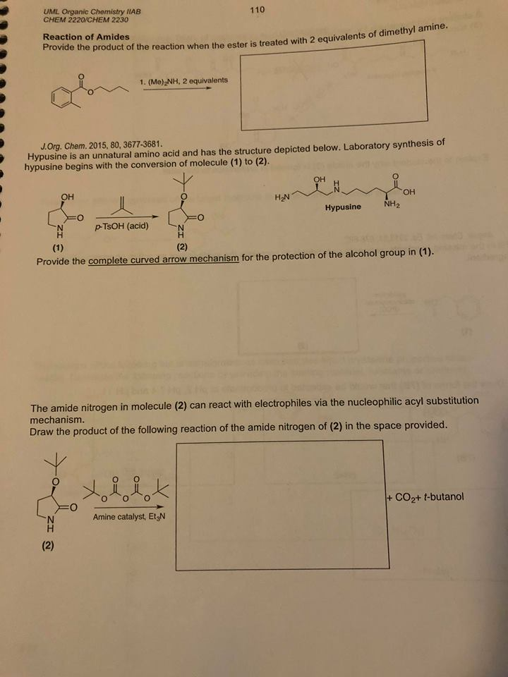 Solved UML Organic Chemistry IIAB CHEM 2220/CHEM 2230 110 | Chegg.com