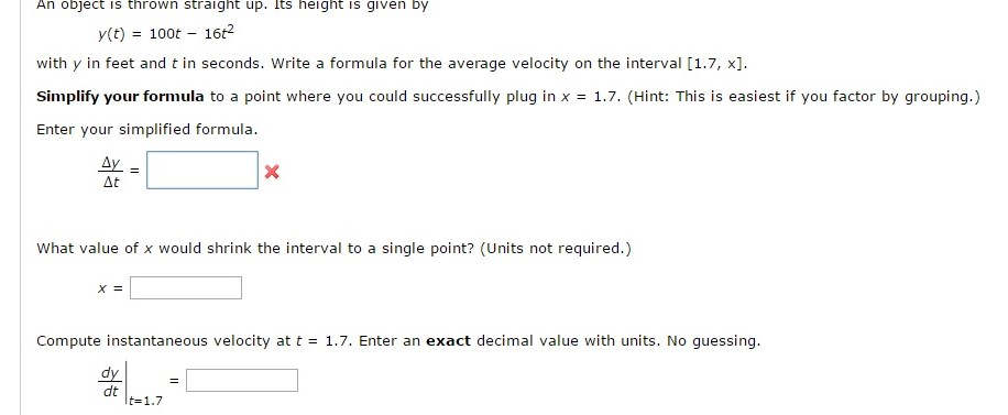 Solved An object is thrown straight up. Its height is given | Chegg.com