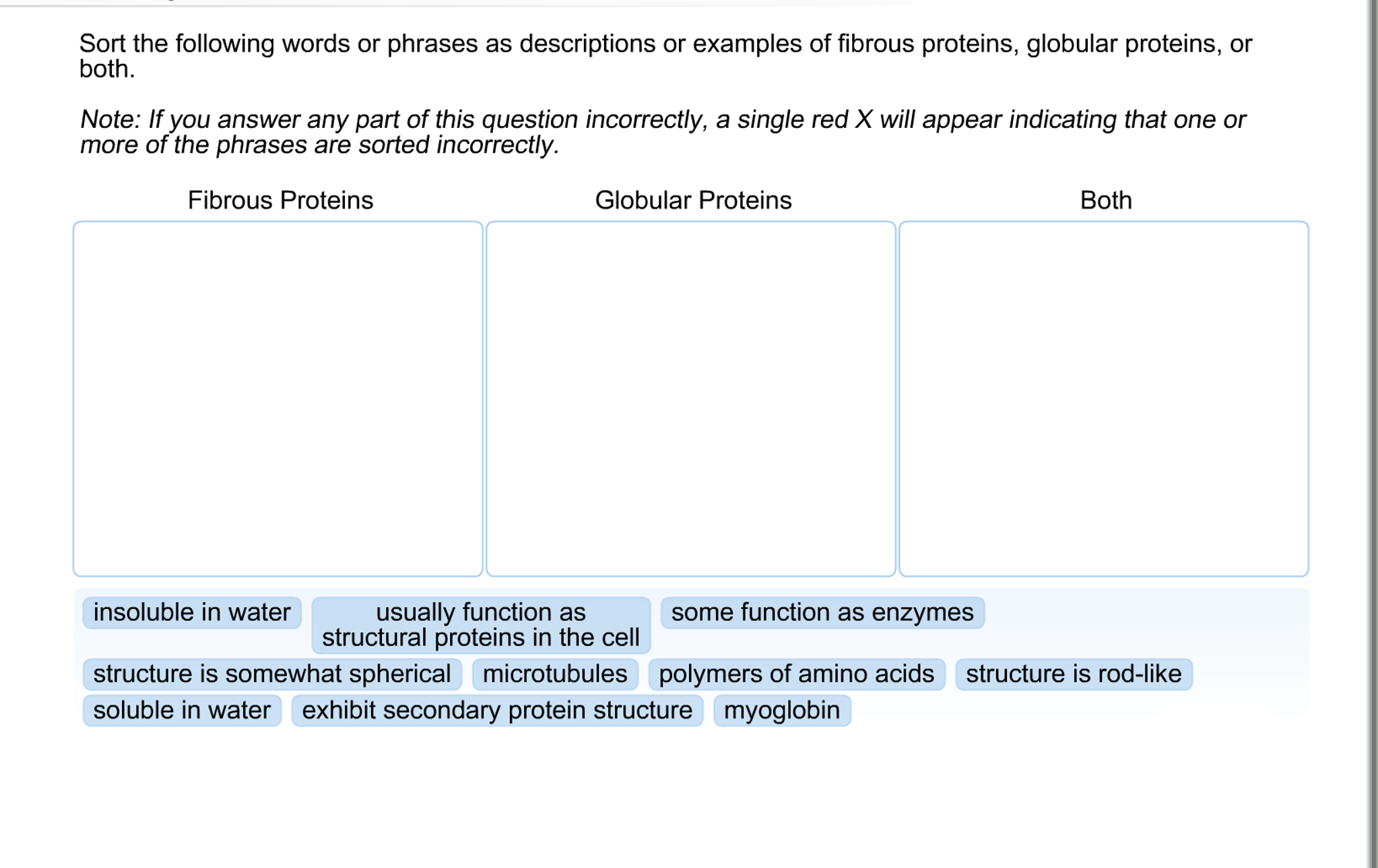Solved Biochemistry Sort the following words or phrases as | Chegg.com