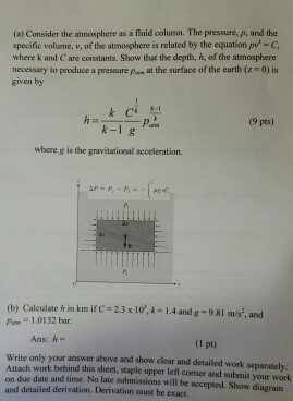 Solved Consider the atmosphere as a fluid column. The | Chegg.com
