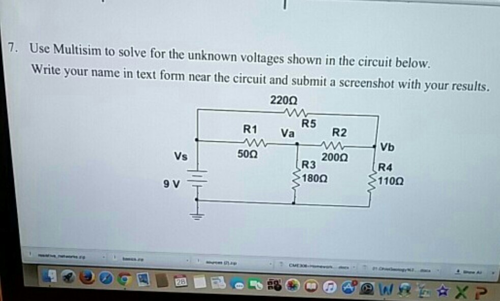 Solved Use Multisim to solve for the unknown voltages shown | Chegg.com
