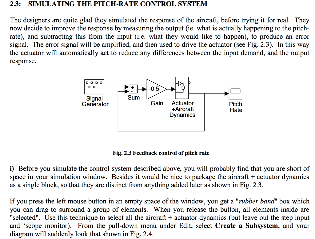 2.3 SIMULATING THE PITCH-RATE CONTROL SYSTEM The | Chegg.com