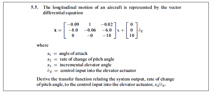 Solved The longitudinal motion of an aircraft is represented | Chegg.com