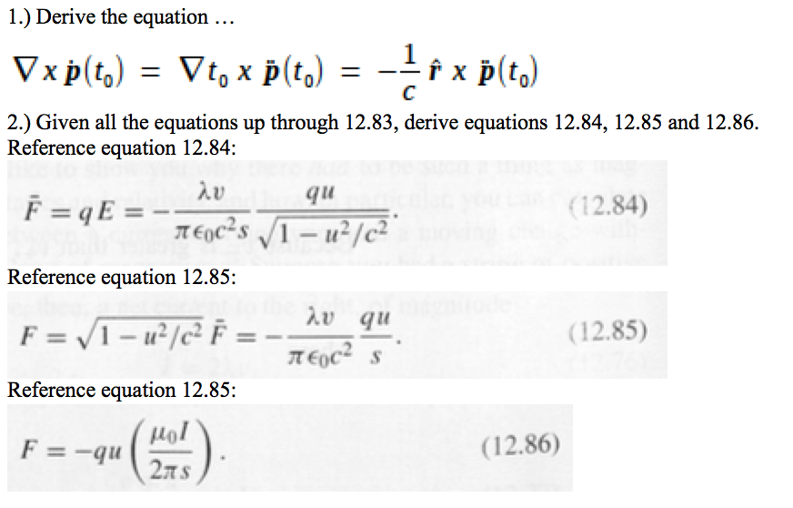 Solved 1.) Derive the equation ... Vxp(t) = Vt, x (t,) = 2.) | Chegg.com