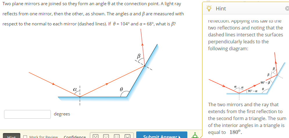 Solved Two plane mirrors are joined so they form an angle | Chegg.com