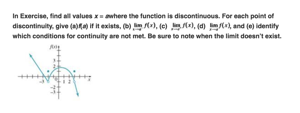 Solved In Exercise, find all values x = awhere the function | Chegg.com