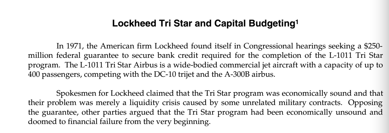Solved Lockheed Tri Star and Capital Budgeting1 In 1971, the | Chegg.com