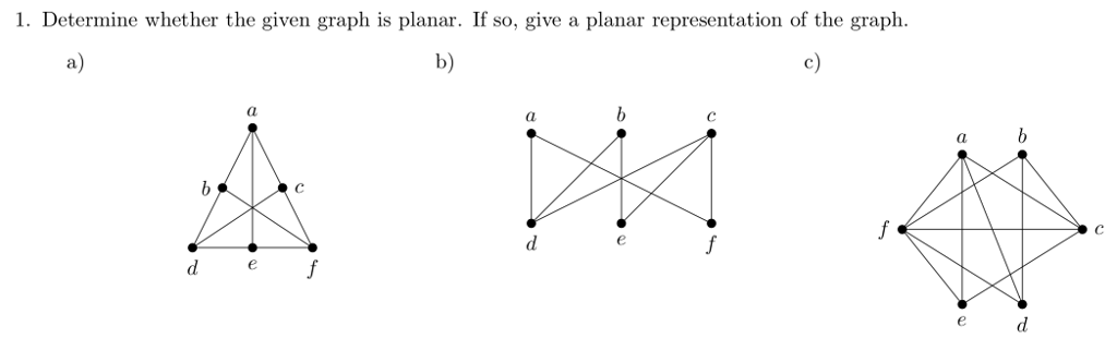 Solved 1. Determine whether the given graph is planar. If | Chegg.com
