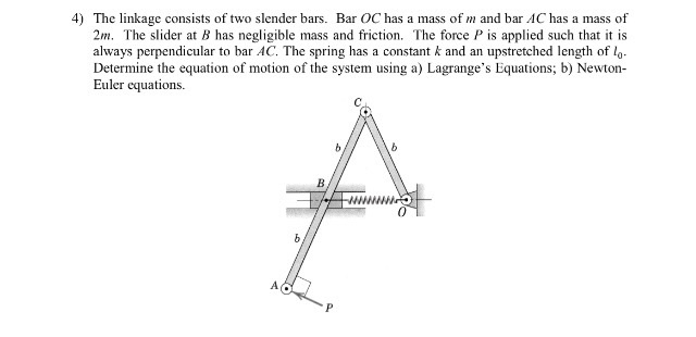 Solved The linkage consists of two slender bars. Bar OC has | Chegg.com