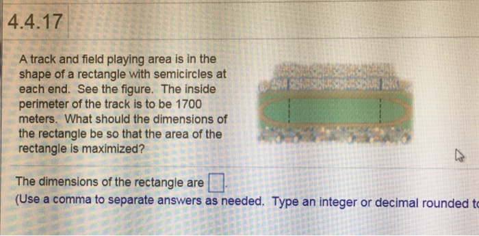 Solved A track and field playing area is in the shape of a | Chegg.com