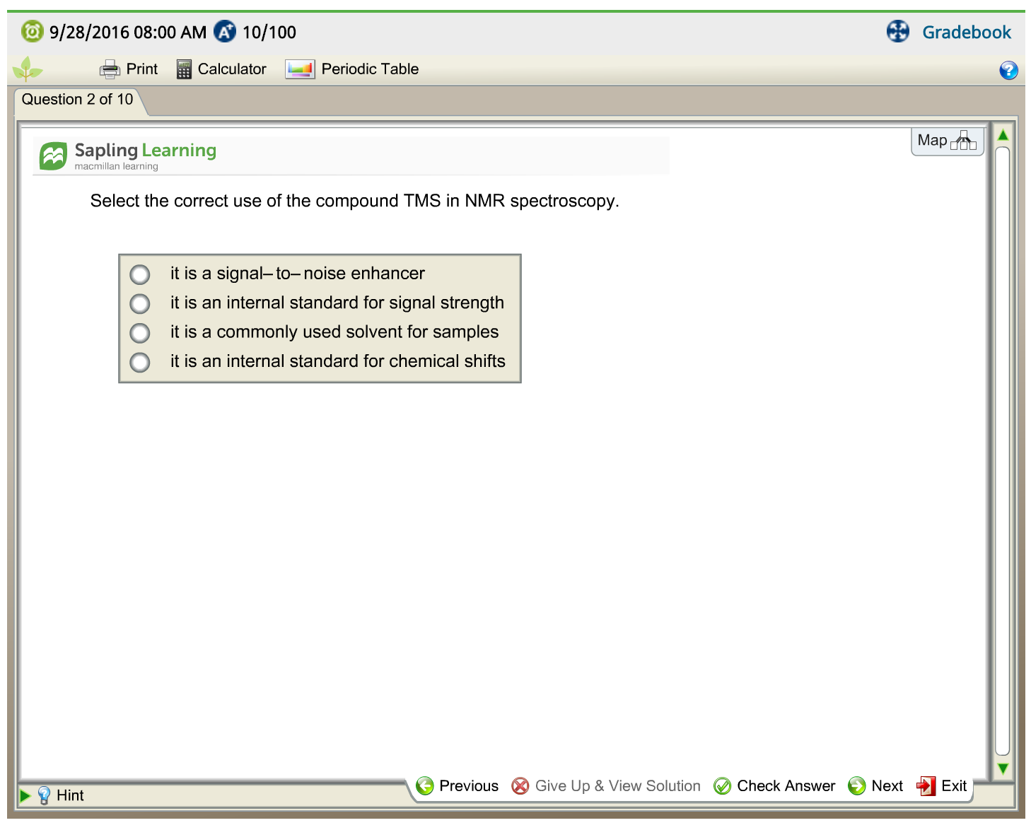 Solved Select the correct use of the compound TMS in NMR | Chegg.com