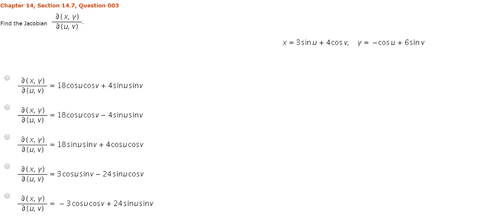 Solved Find the Jacobian partial differential(x,y)/partial | Chegg.com