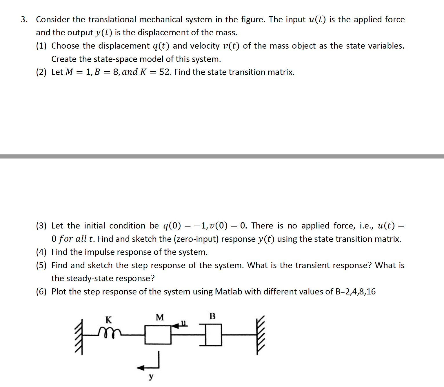 Solved Consider the translational mechanical system in the | Chegg.com