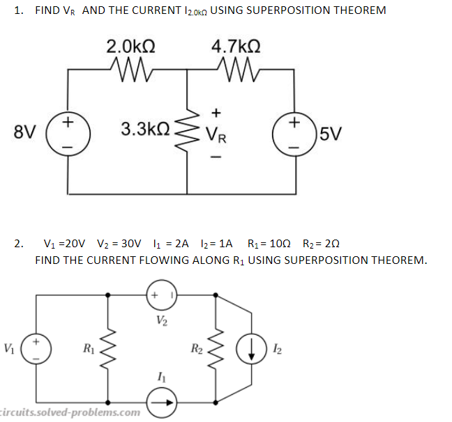 Solved 1. FIND VR AND THE CURRENT 12.0kΩ USING SUPERPOSITION | Chegg.com