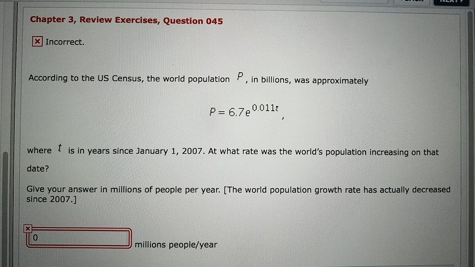 Solved According to the US Census, the world population P, | Chegg.com