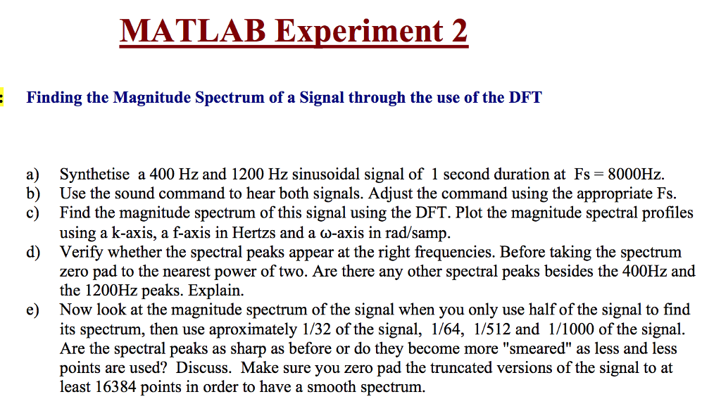 Solved Finding The Magnitude Spectrum Of A Signal Through