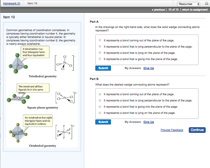 Solved Common geometries of coordination complexes. In | Chegg.com