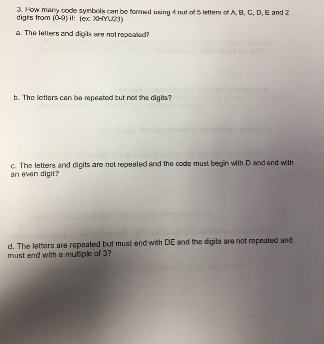 Solved How many code symbols can be formed using 4 out of 5 | Chegg.com