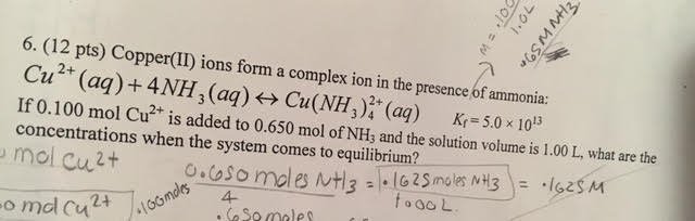 Solved Copper(II) ions form a complex ion in the presence of | Chegg.com