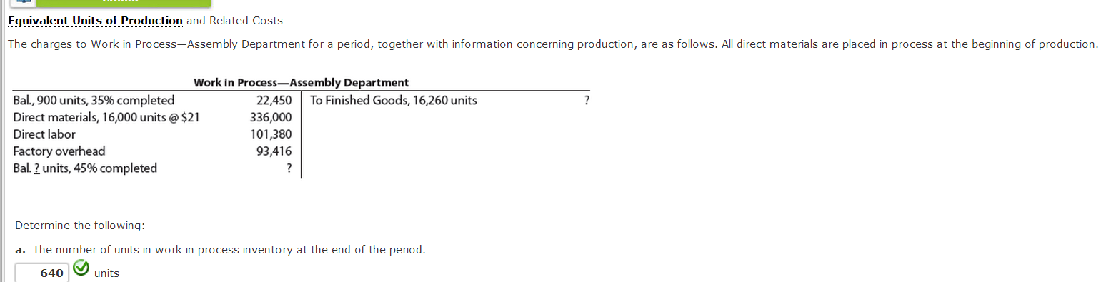 Solved The charges to Work in Process-Assembly Department | Chegg.com