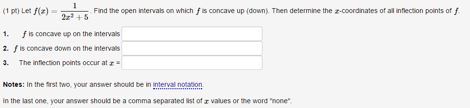 Solved Let f(x) =1/2x^2+5. Find the open intervals on which | Chegg.com