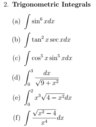 Solved Trigonometric Integrals integral sin^6 xdx integral | Chegg.com
