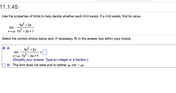 Solved Use The Properties Of Limits To Help Decide Whether