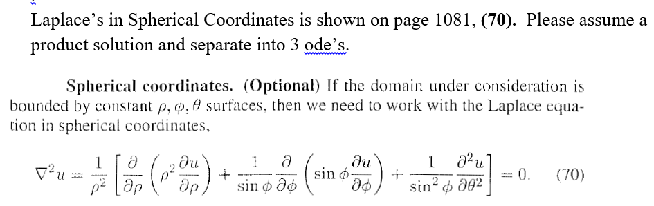 Laplace's in Spherical Coordinates is shown on page | Chegg.com