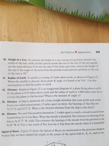 Solved SECTION 24 I Applications 105 40. Height of a Tree To | Chegg.com