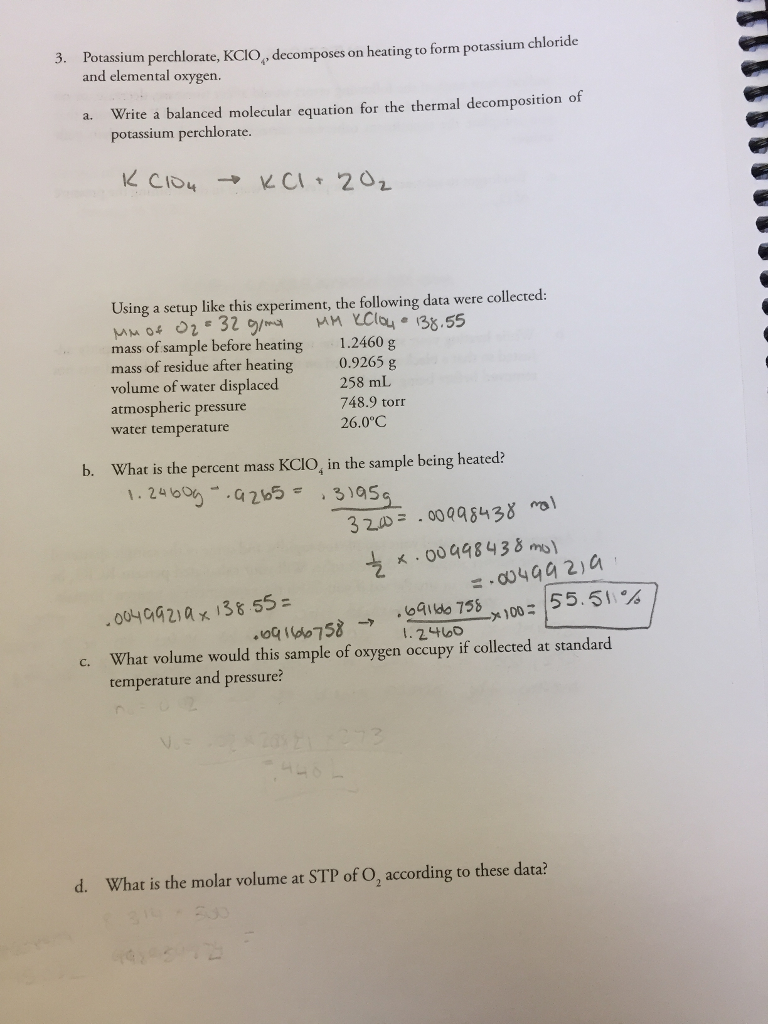 Solved Please help calculate the volume of sample oxygen and | Chegg.com