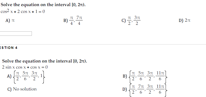 Solved Solve the equation on the interval [0, 2 pi) cos^2 x | Chegg.com