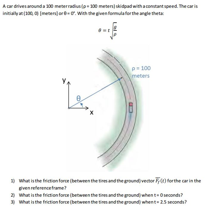 Solved A car drives around a 100 meter radius (rho = 100 | Chegg.com