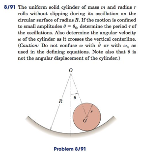 Solved The uniform solid cylinder of mass m and radius r | Chegg.com
