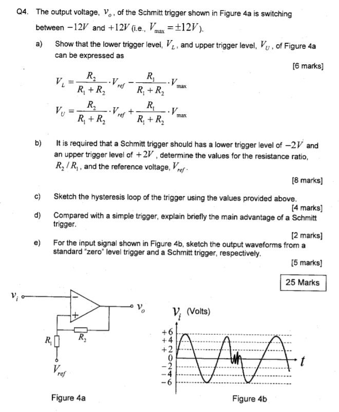Solved The output voltage v_0 of the Schmitt trigger shown | Chegg.com
