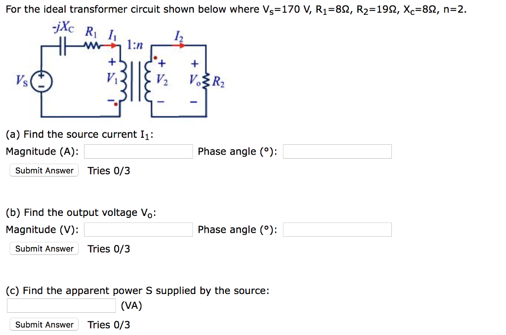 Solved For the ideal transformer circuit shown below where | Chegg.com