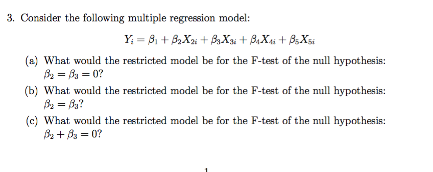 3. Consider the following multiple regression model | Chegg.com