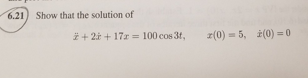 Solved 6.21) Show that the solution of ä +2i + 17 , (0)5, | Chegg.com